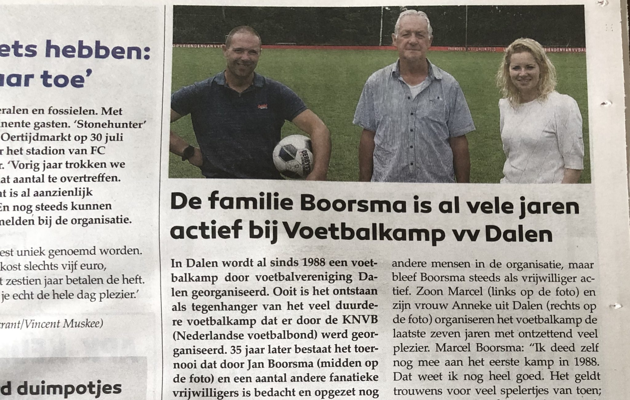 Interview met Jan, Marcel en Anneke Boorsma in ’18 Dorpen Krant’ | VV Dalen